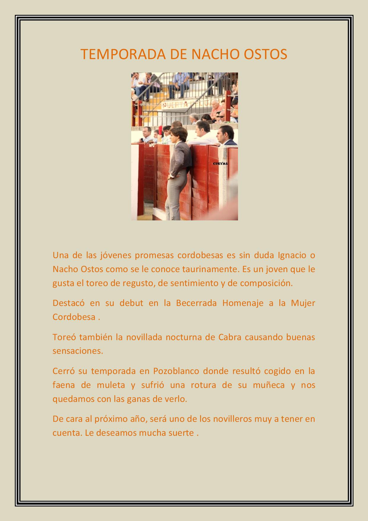 Temporada de Nacho Ostos – Los Sabios del Toreo